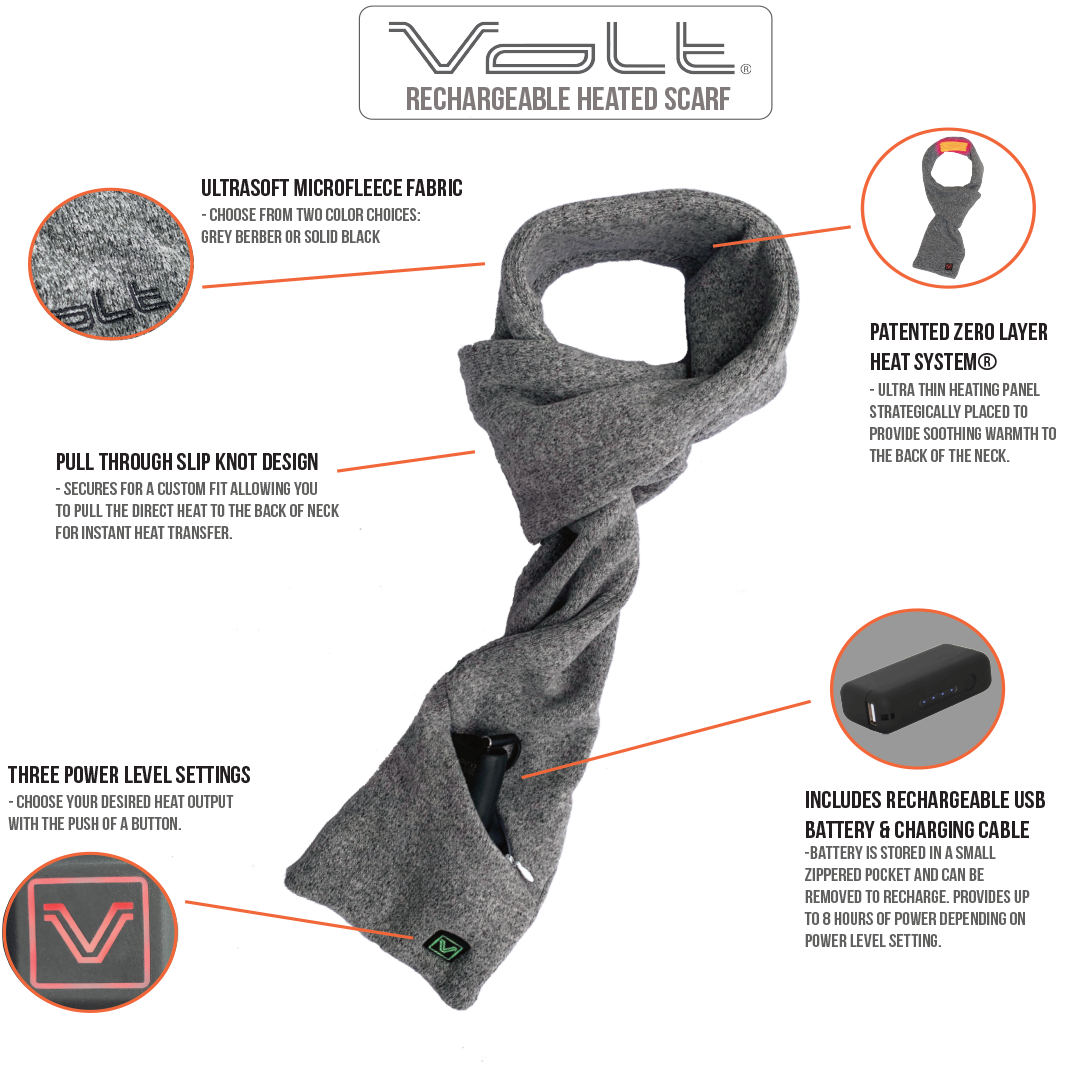 Volt Heat Rechargeable 5v Heated Scarf for Men & Women